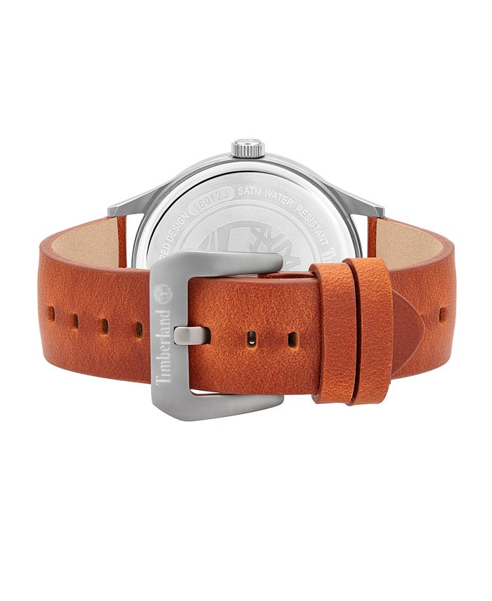 Timberland Men's Quartz Brown Leather Strap Watch, 46mm - Macy's