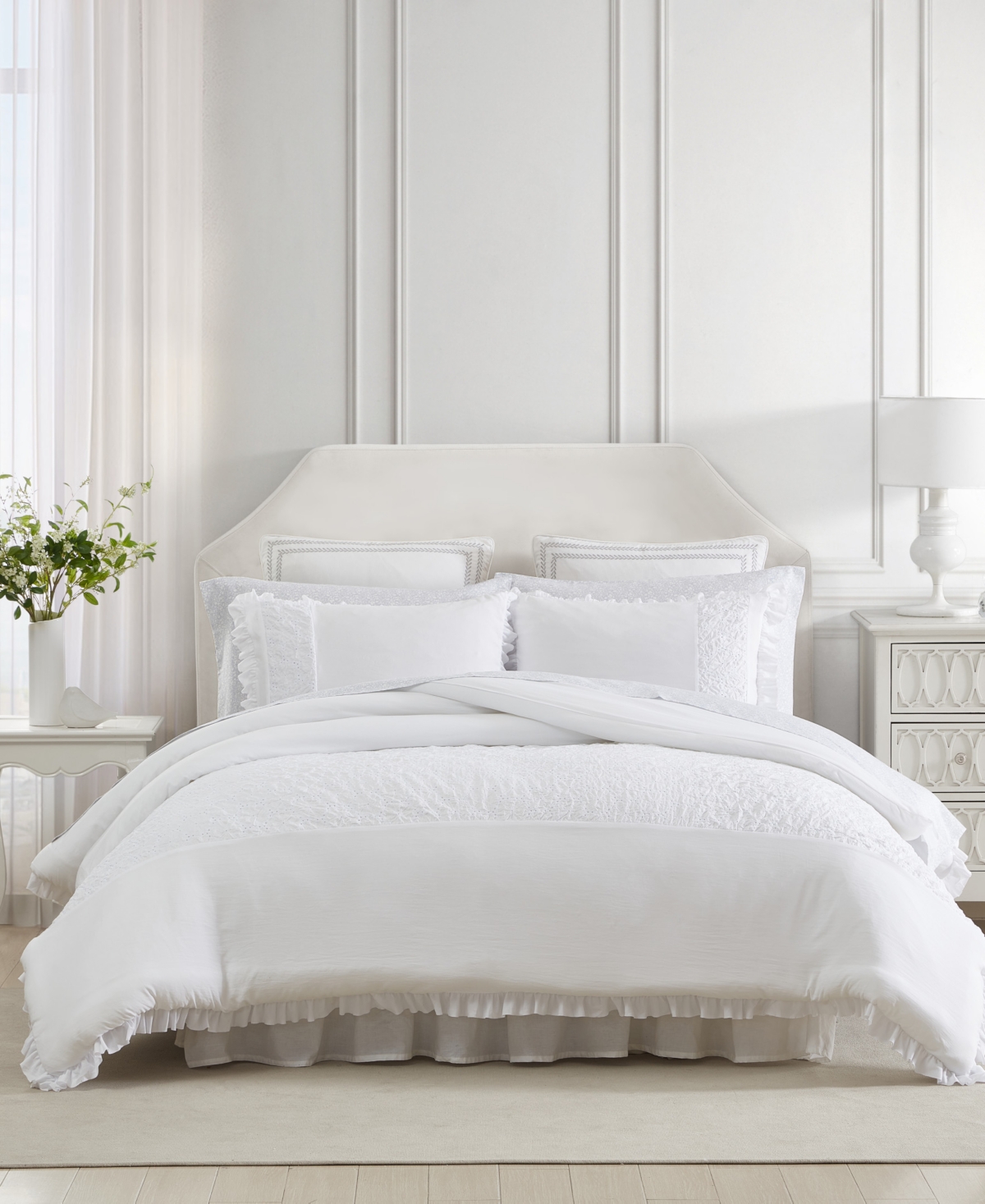 Click here for Laura Ashley Eyelet Ruffle Microfiber 3 Piece Comf... prices