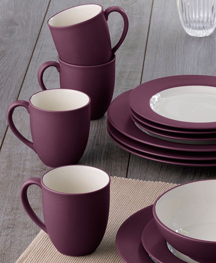 Noritake Colorwave Rim Burgundy 16-Pc. Dinnerware Set, Service for 4 ...