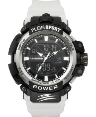 Plein Sport Men's Combat White Silicone Strap Watch 50mm - Macy's