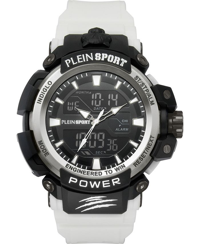 Plein Sport Men's Combat White Silicone Strap Watch 50mm - Macy's