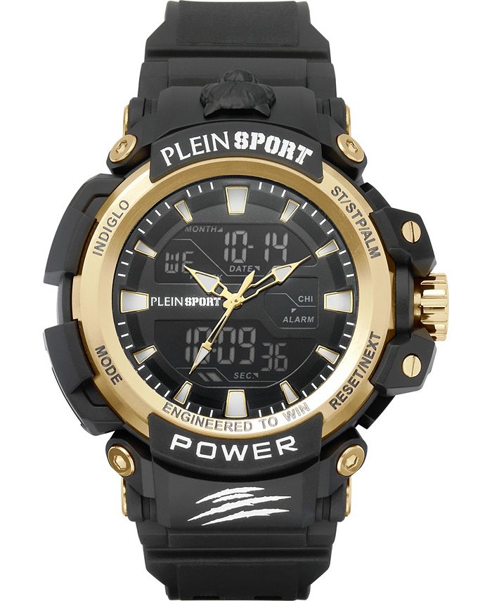 Plein Sport Men's Combat Black Silicone Strap Watch 50mm - Macy's