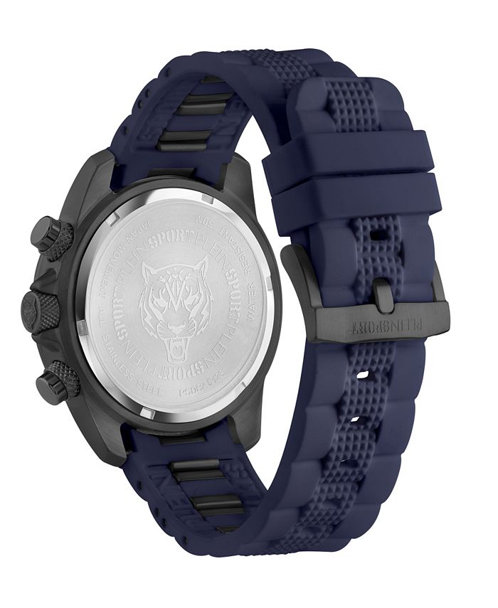 Plein Sport Men's Hurricane Blue Silicone Strap Watch 44mm - Macy's