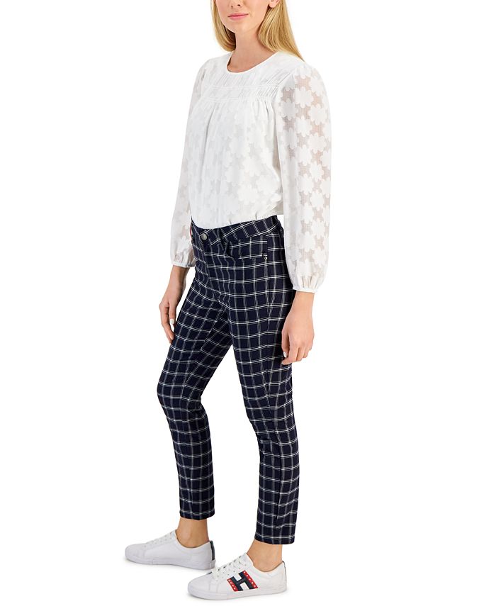 Tommy Hilfiger Women's Windowpane-Plaid Skinny Pants - Macy's