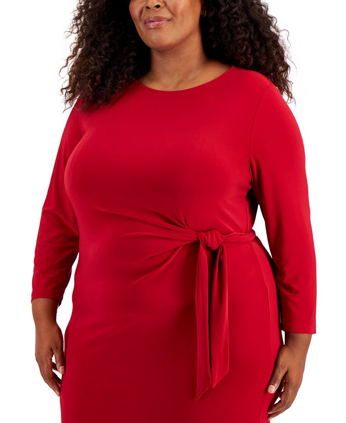 Kasper Plus Size Side-Tie Faux-Wrap Dress - Macy's