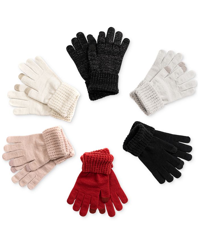 Style & Co Women's Waffle-Knit Shimmer Gloves, Created for Macy's - Macy's