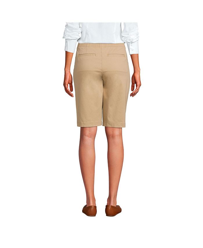 Lands' End Women's Mid Rise Elastic Waist Pull On 12" Chino Bermuda ...