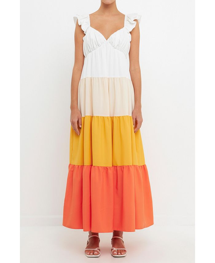 English Factory Women's Sunset Colorblock Maxi Dress - Macy's