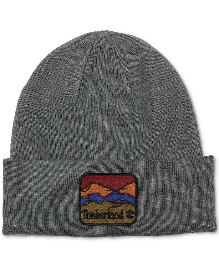 Timberland Men's Embroidered Mountain Logo Patch Beanie - Macy's