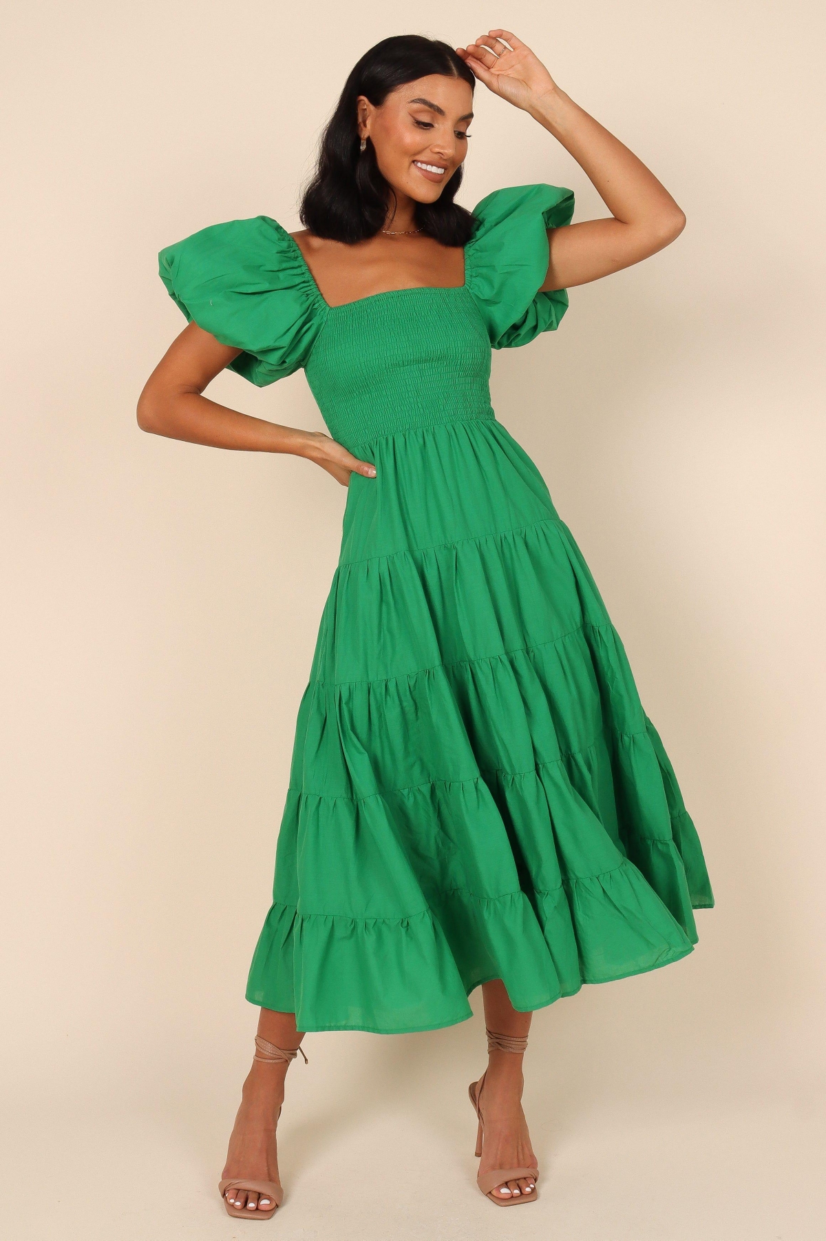 Click here for Petal and Pup Womens Morgan Tiered Dress - Green prices