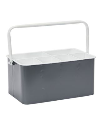 Distressed Metal Storage Caddy with 6 Compartments and Handle, Gray and ...