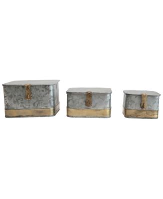 Distressed Metal Boxes with Lids, Silver and Gold, Set of 3 - Macy's