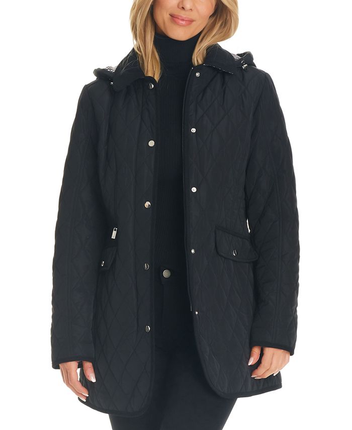 Jones New York Women's Hooded Quilted Coat - Macy's
