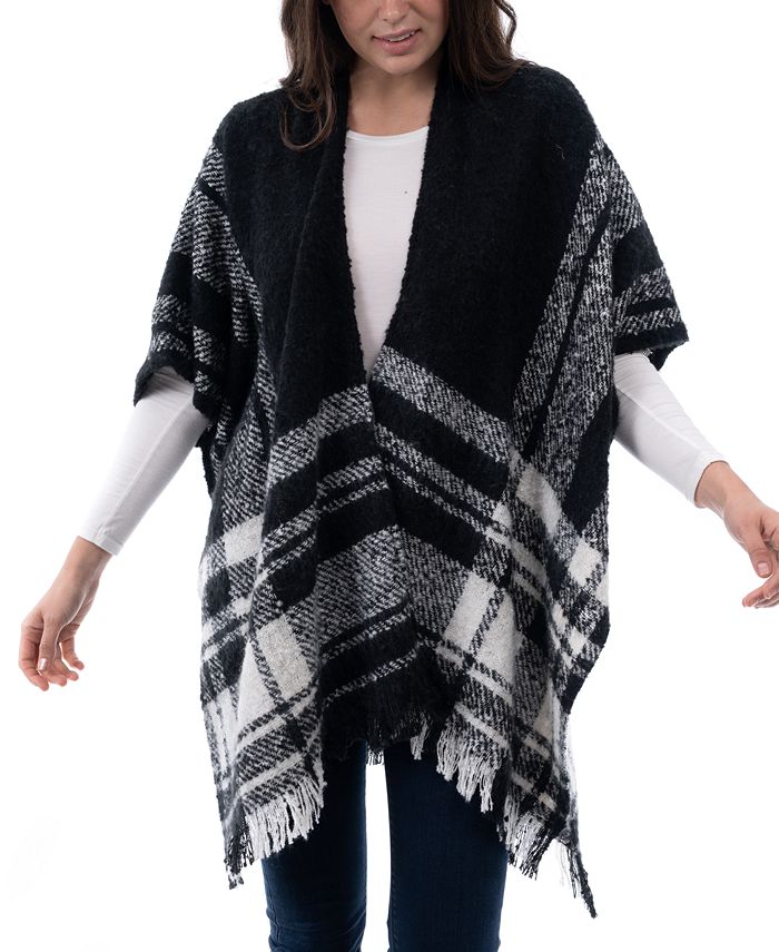 Style & Co Women's Plaid Fringe-Trim Topper, Created for Macy's - Macy's