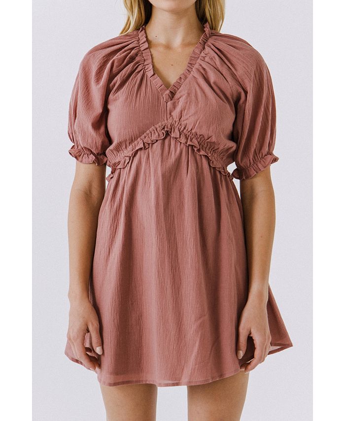 Free the Roses Women's Ruffle V Neck Baby Doll Dress - Macy's