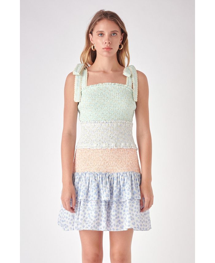 Free the Roses Women's Floral Embroidery Colorblock Mini Dress - Macy's