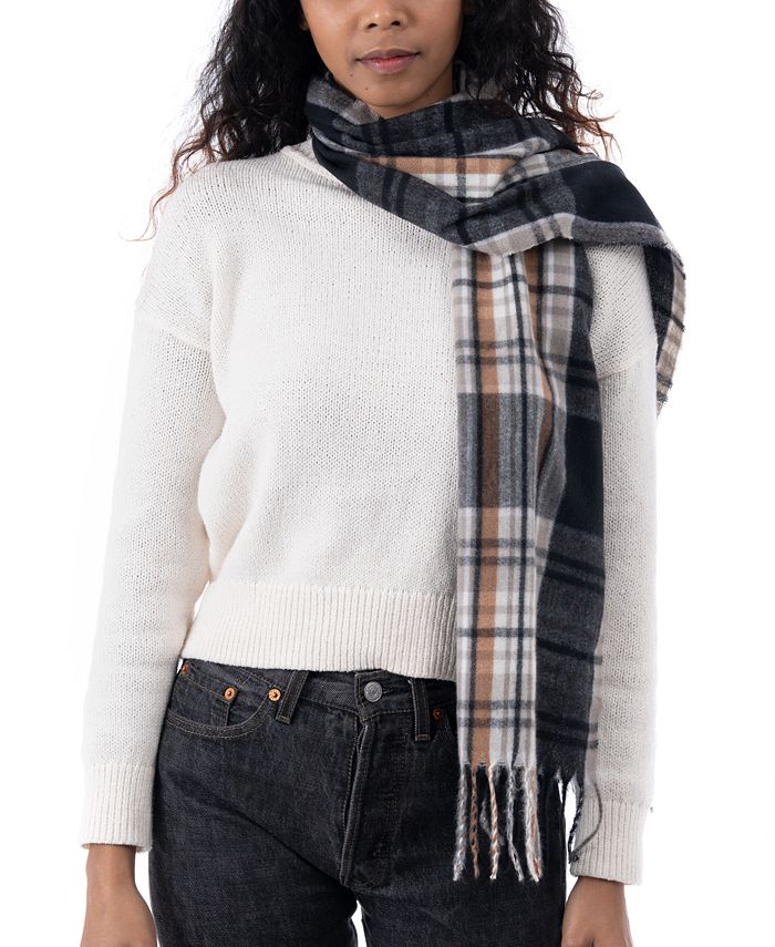 Style & Co Women's Soft Plaid Fringe-Trim Scarf, Created for Macy's ...