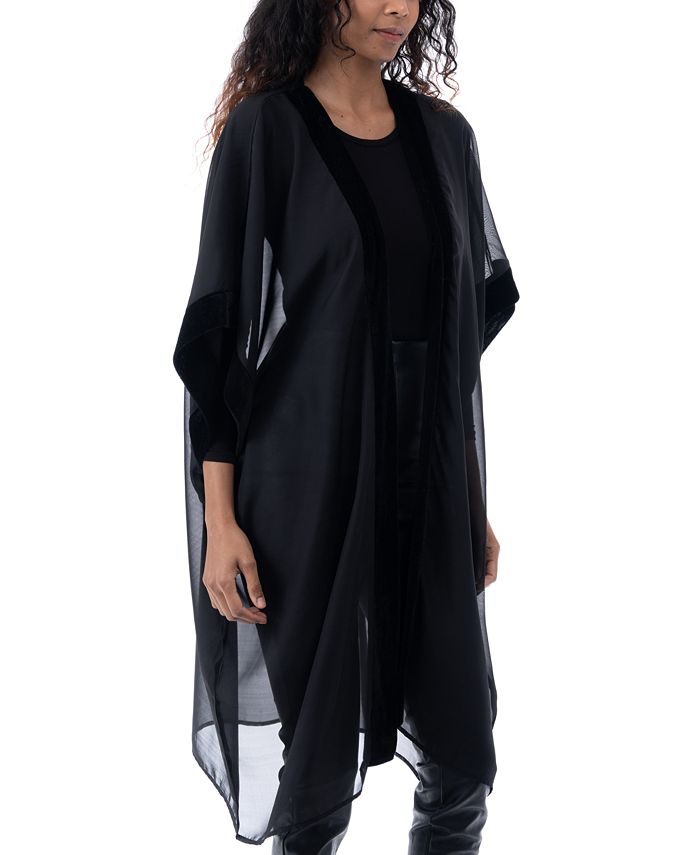 I.N.C. International Concepts Women's Crinkle Velvet-Trim Topper ...