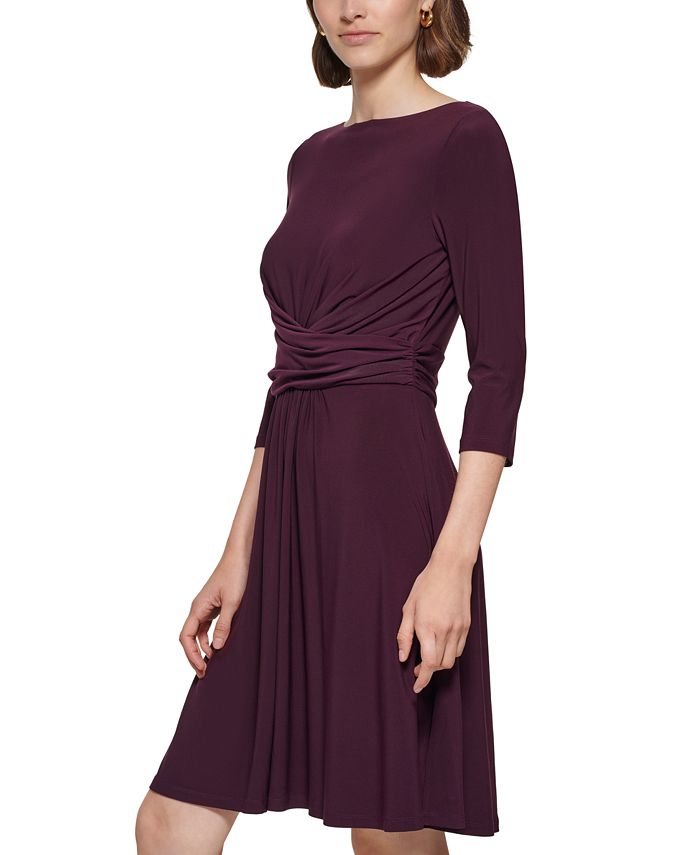 Tommy Hilfiger Petite Ruched Crossover-Front Knit Dress - Macy's
