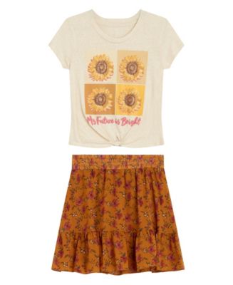 Beautees Big Girls Short Sleeve Crewneck T-shirt and Printed Skirt, 2 ...