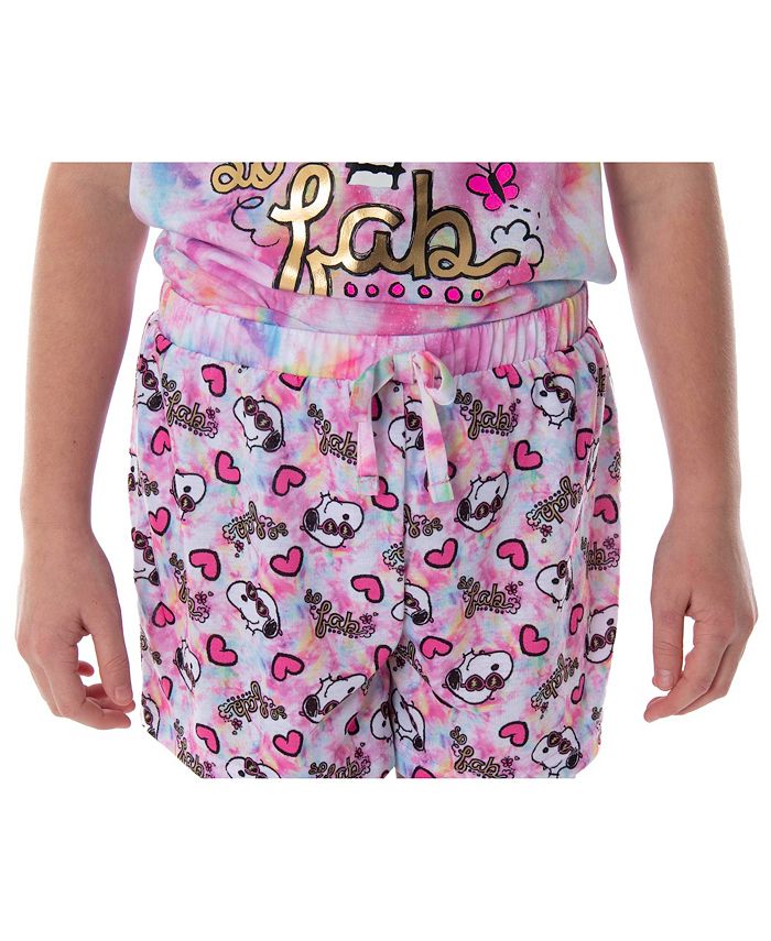 Peanuts Girls Snoopy So Fab Tie Dye Pajamas T-Shirt And Shorts Pajama Set - Macy's
