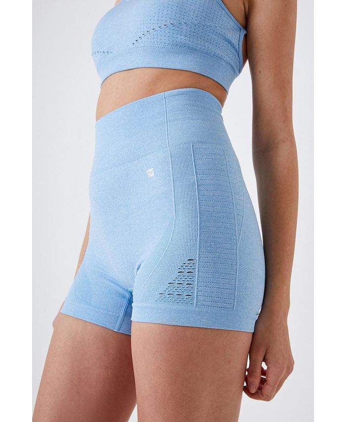Twill Active Women's Seamless Marl Laser cut Shorts - Macy's