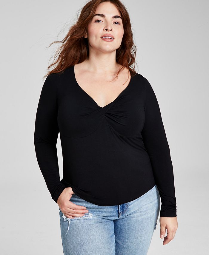 And Now This Trendy Plus Size Twisted V-Neck Top - Macy's