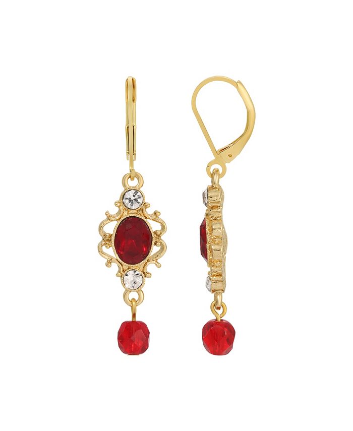 2028 Glass Crystal Red Drop Earrings - Macy's