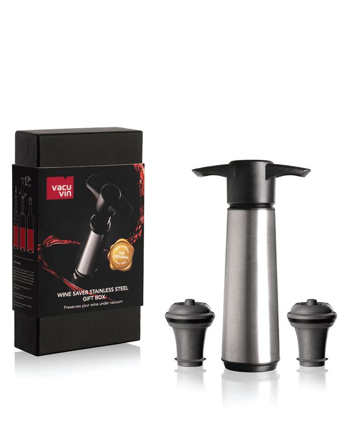 Vacu Vin Stainless Steel Wine Saver Pump with 2 Stoppers - Macy's