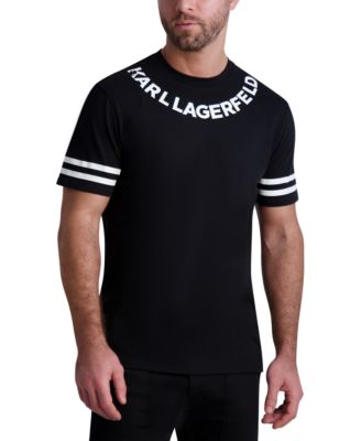 KARL LAGERFELD PARIS Men's Large Print Logo on Neck and Sleeves T-shirt ...