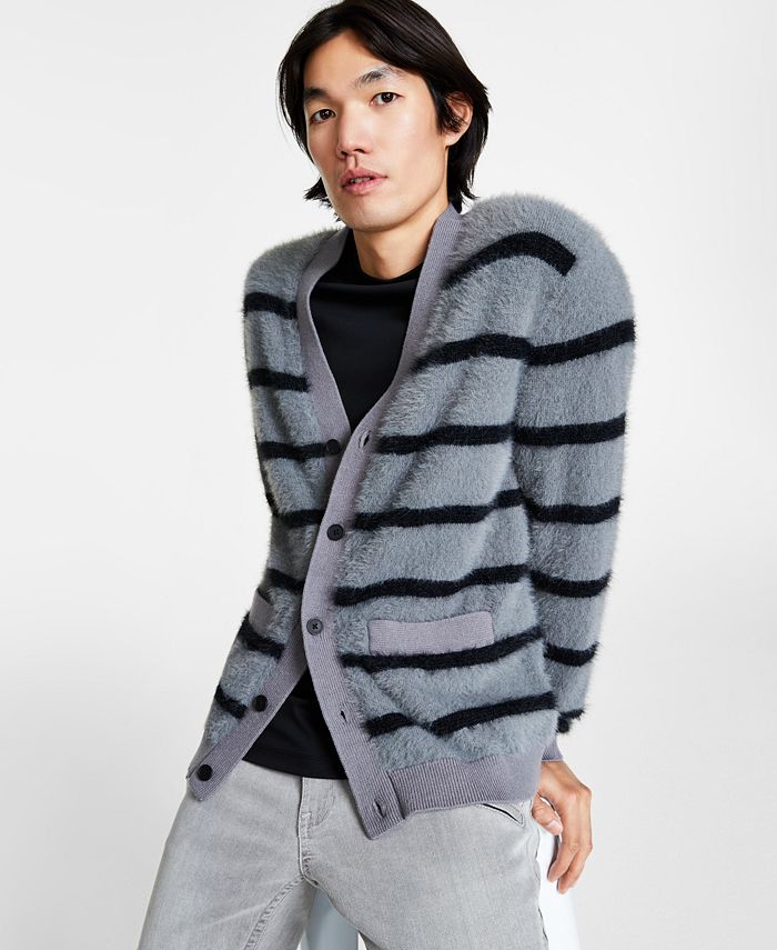 I.N.C. International Concepts Men's Tyler Regular-Fit Striped Cardigan ...