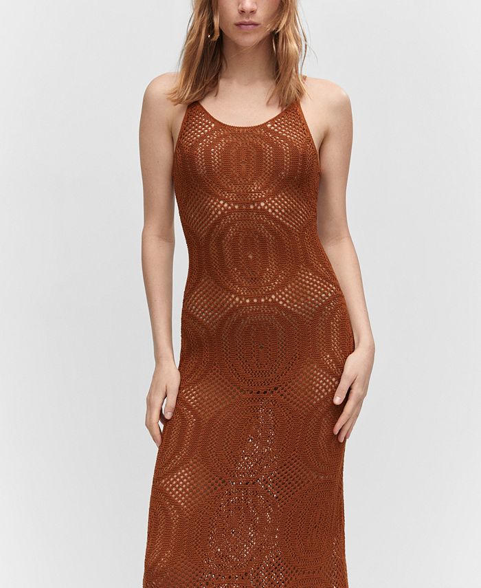 MANGO Women's Long Openwork Knit Dress - Macy's
