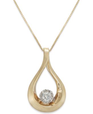 Diamond Loop Pendant Necklace in 14k Gold (1/8 ct. t.w.) - Macy's