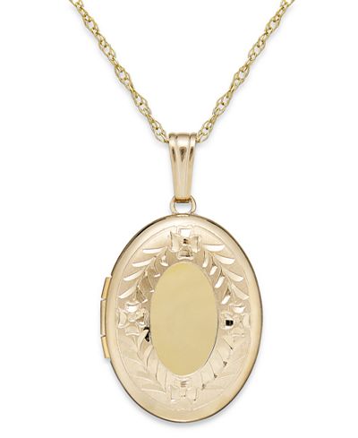 Engraved Oval Locket in 14k Gold - Necklaces - Jewelry & Watches - Macy's