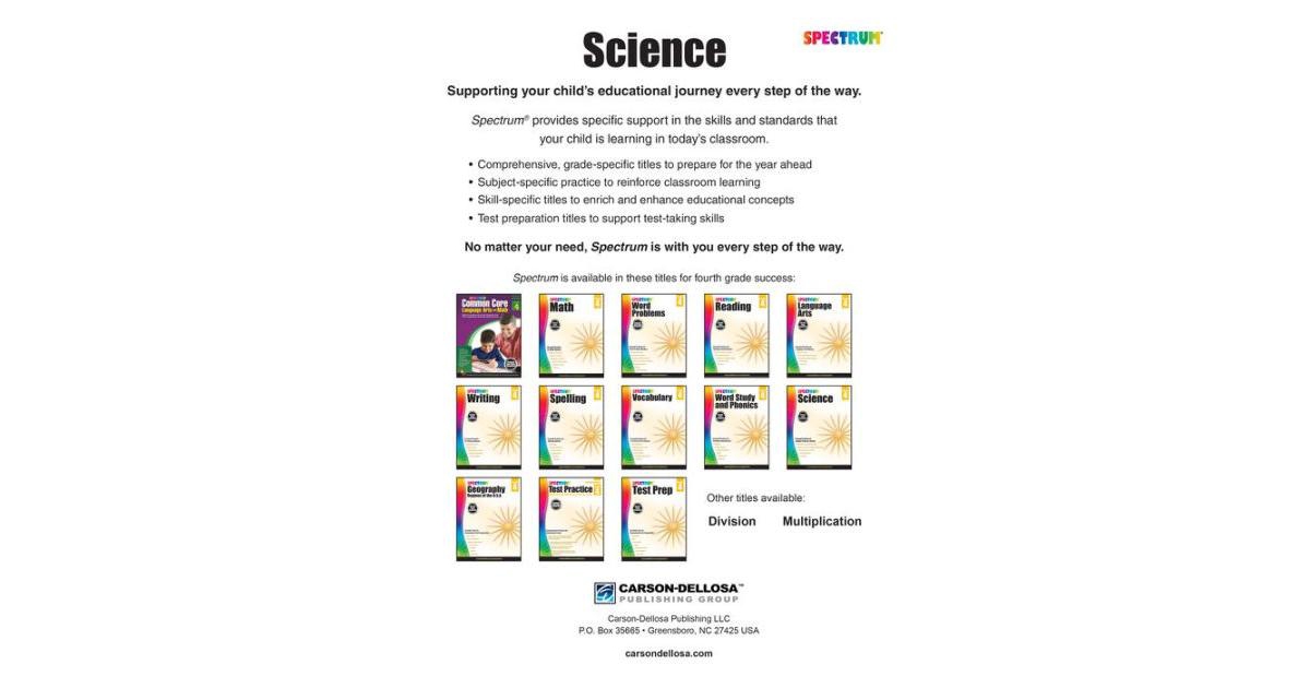 Barnes & Noble Spectrum Science, Grade 4 by Spectrum Compiler | Smart ...