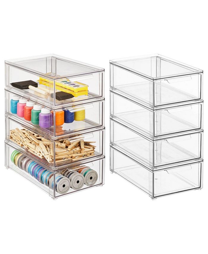 mDesign Plastic Stackable Crafting Drawer Organizer Bins, Handle - 8 ...