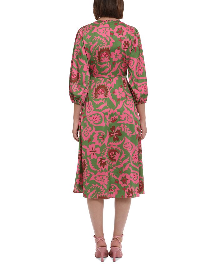 Donna Morgan Women's Printed 3/4-Sleeve Midi Dress - Macy's