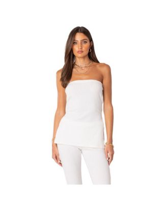 Women's Rib Strapless With Slits Tube Top - Macy's