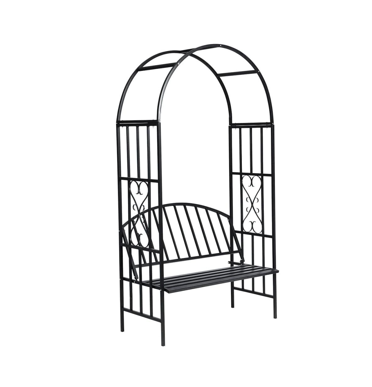 Click here for vidaXL Garden Rose Arch with Bench - Black prices