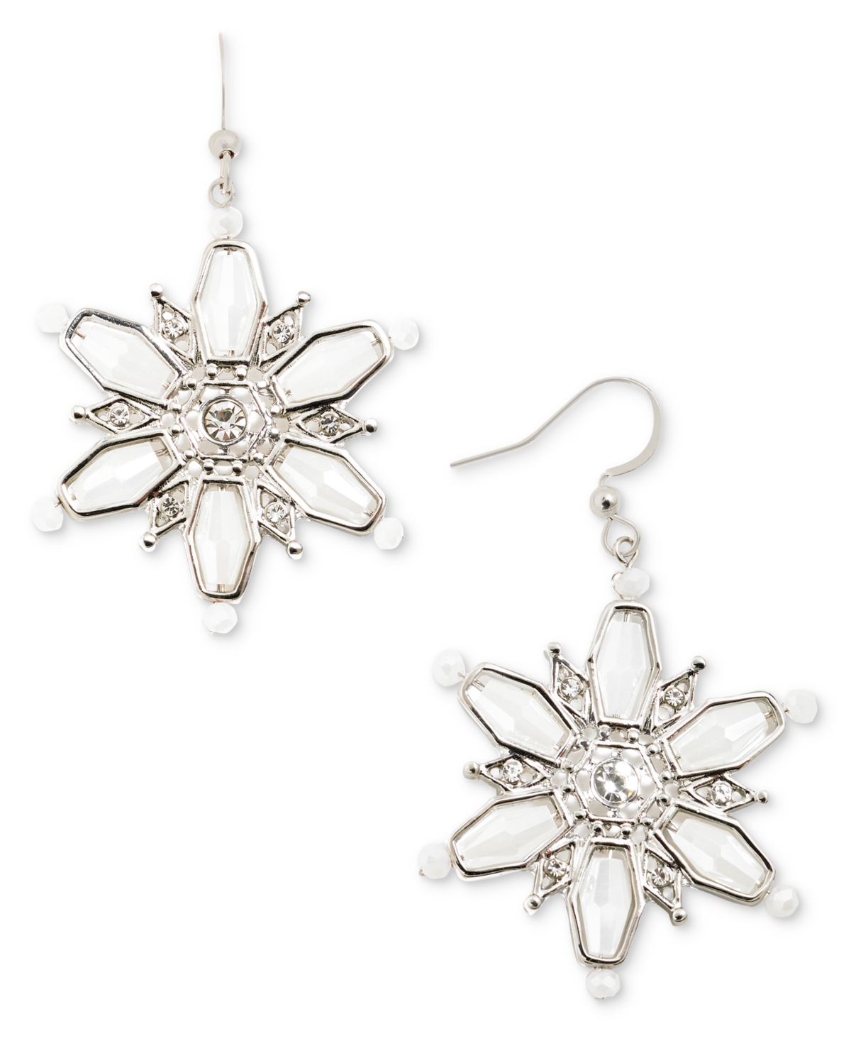 Click here for Holiday Lane Silver-Tone Crystal Snowflake Drop Ea... prices