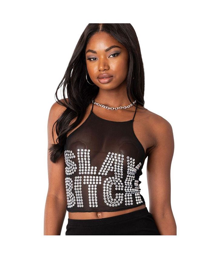 Edikted Womens Slay Sheer Mesh Crop Top Macys