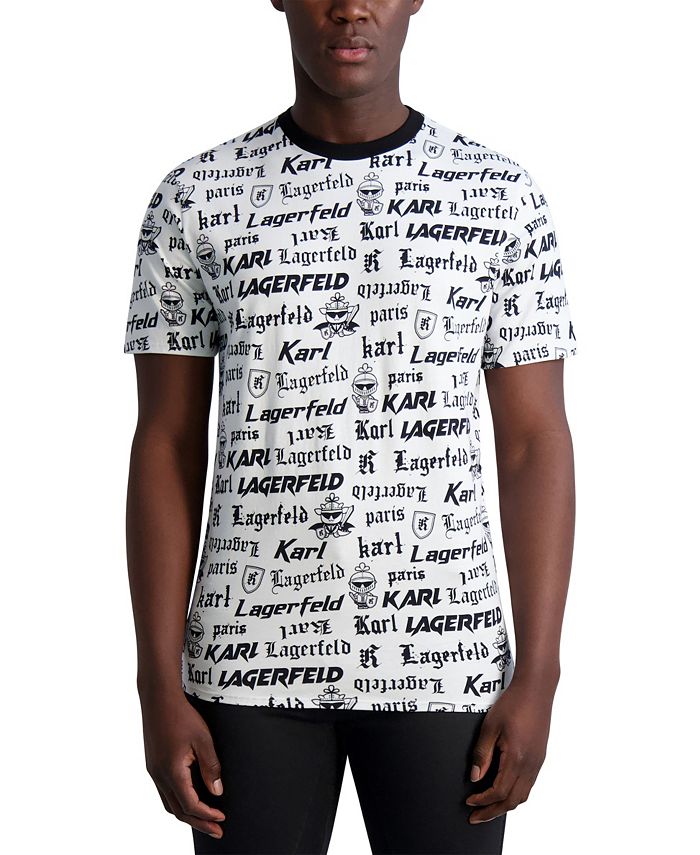Karl Lagerfeld Paris Men S All Over Logo And Karl Armour Print T Shirt