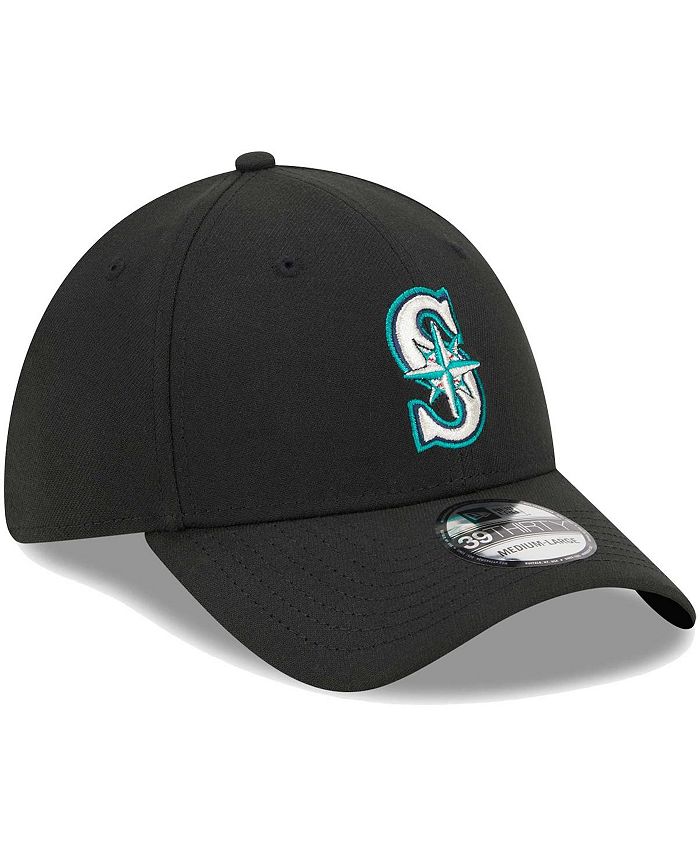 New Era Men's Black Seattle Mariners Logo 39THIRTY Flex Hat - Macy's
