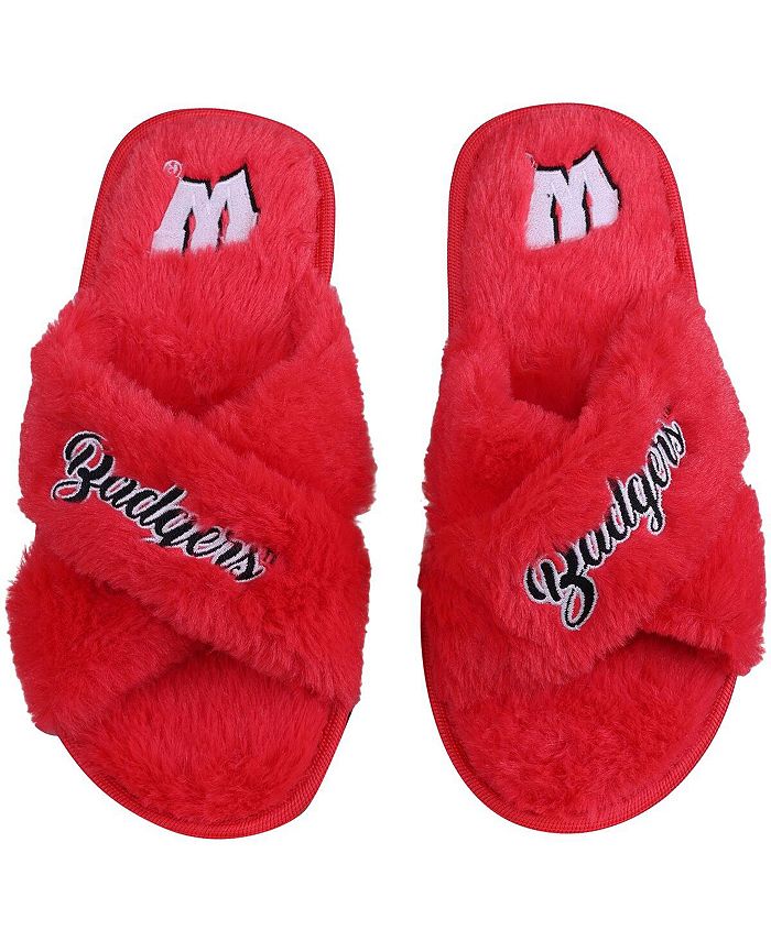 FOCO Women's Wisconsin Badgers Script Cross Slide Slippers - Macy's
