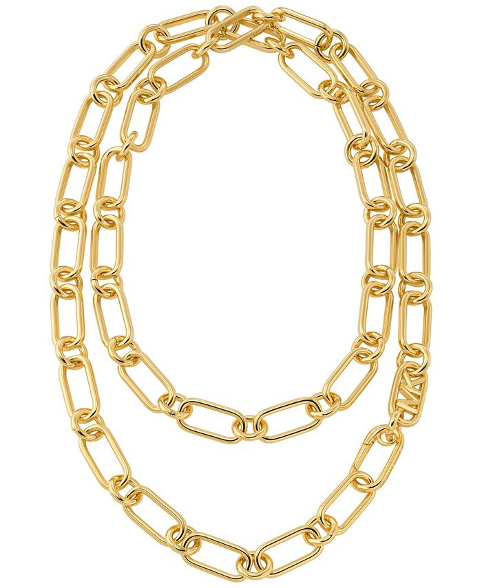 Michael Kors 14K Gold Plated Empire Chain Double Layer Necklace - Macy's