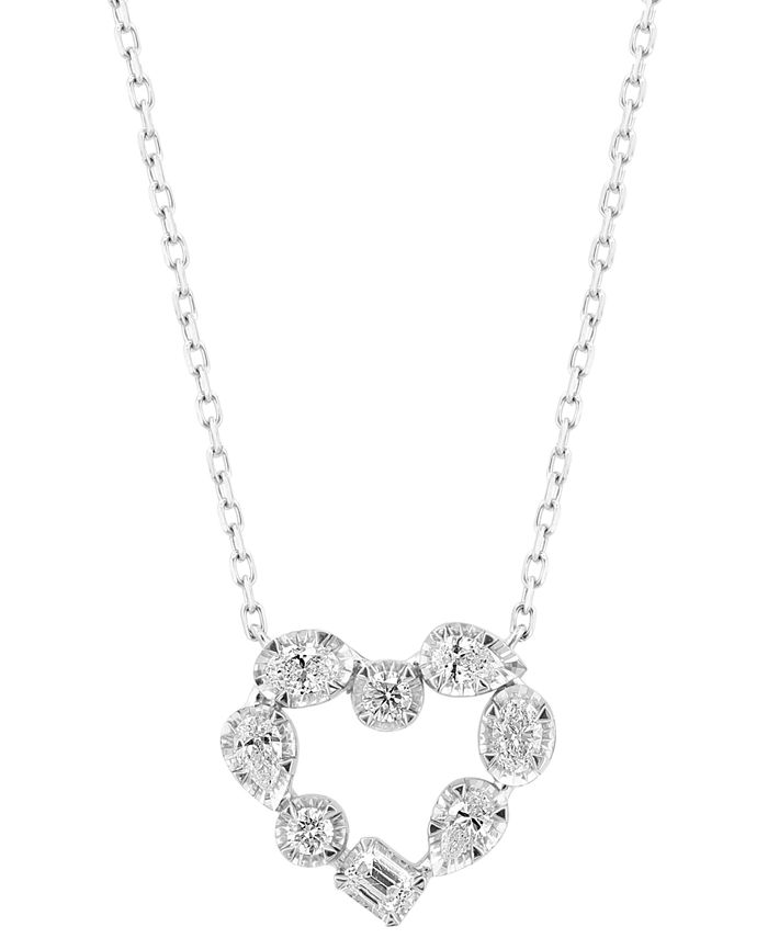 EFFY Collection EFFY® Diamond Multi-Cut Heart 18" Pendant Necklace (1/2 ...
