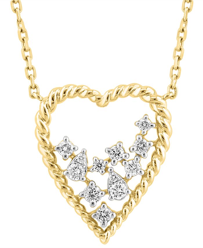 EFFY Collection EFFY® Diamond Scattered Cluster Heart 18" Pendant ...