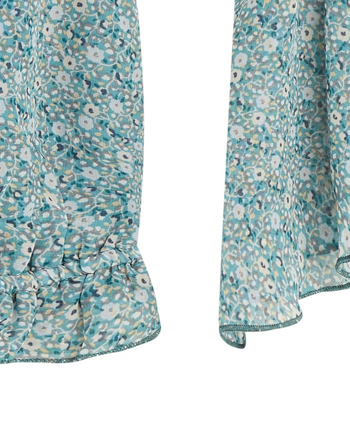 Beautees Big Girls Floral Printed 3/4 Elbow Sleeve Blouse Top - Macy's