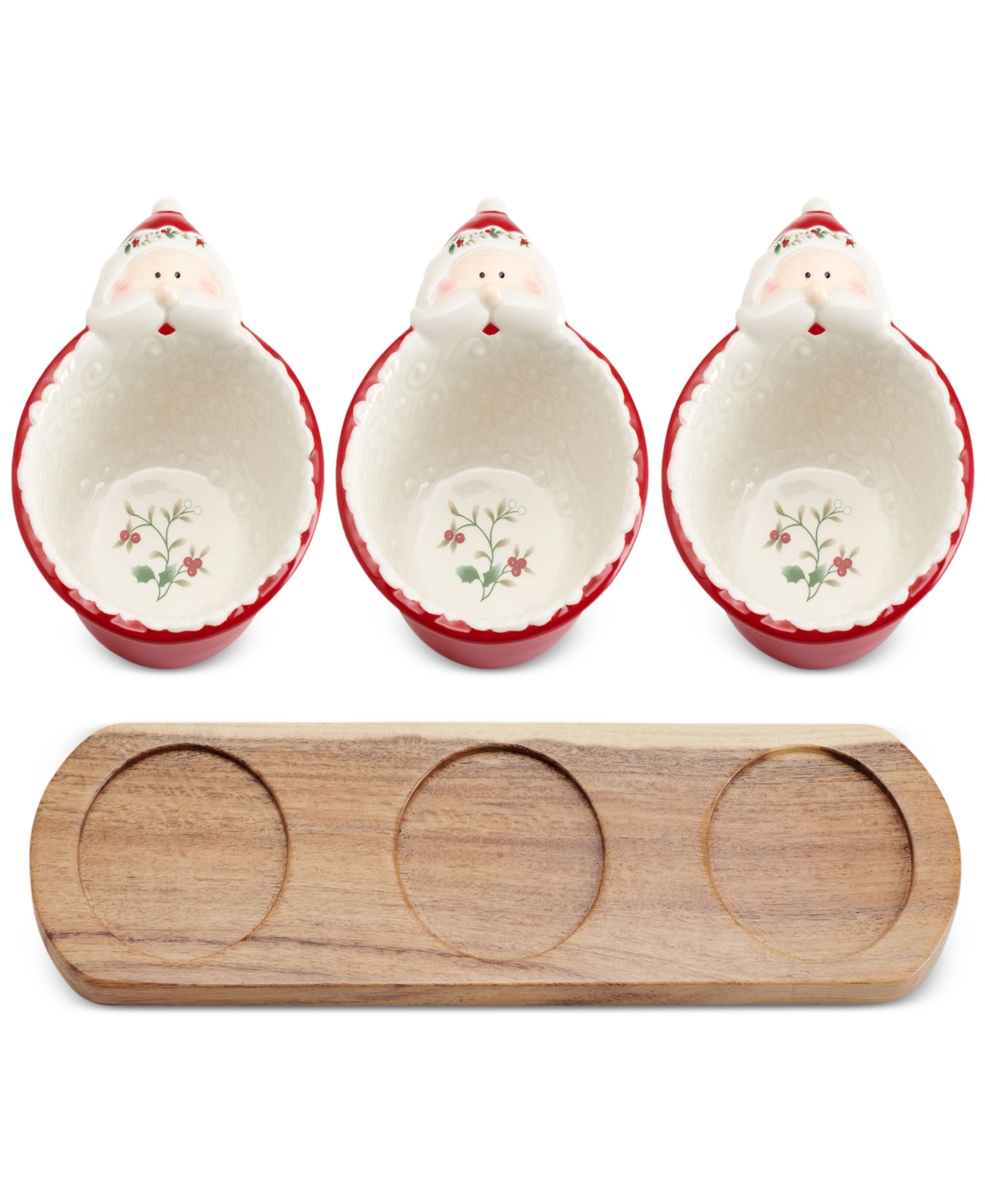 Click here for Winterberry Santa Dip Bowls with Wood Base - Assor... prices