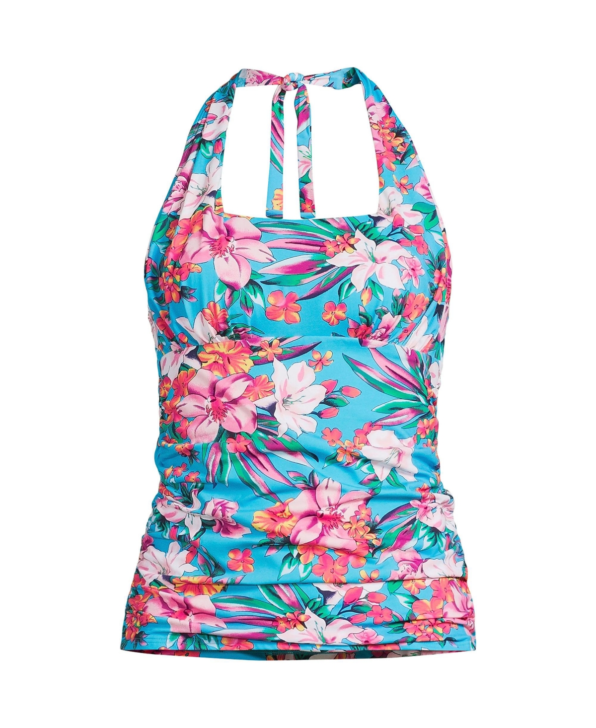 Lands' End Women's Petite Square Neck Halter Tankini Swimsuit Top In ...